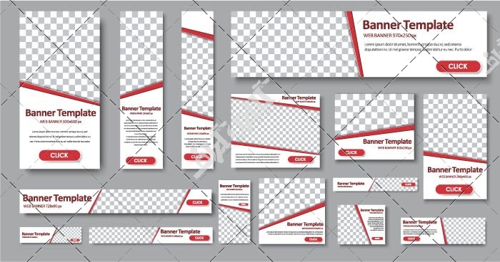 وکتور مجموعه قالب بنر در انواع سایز های مختلف